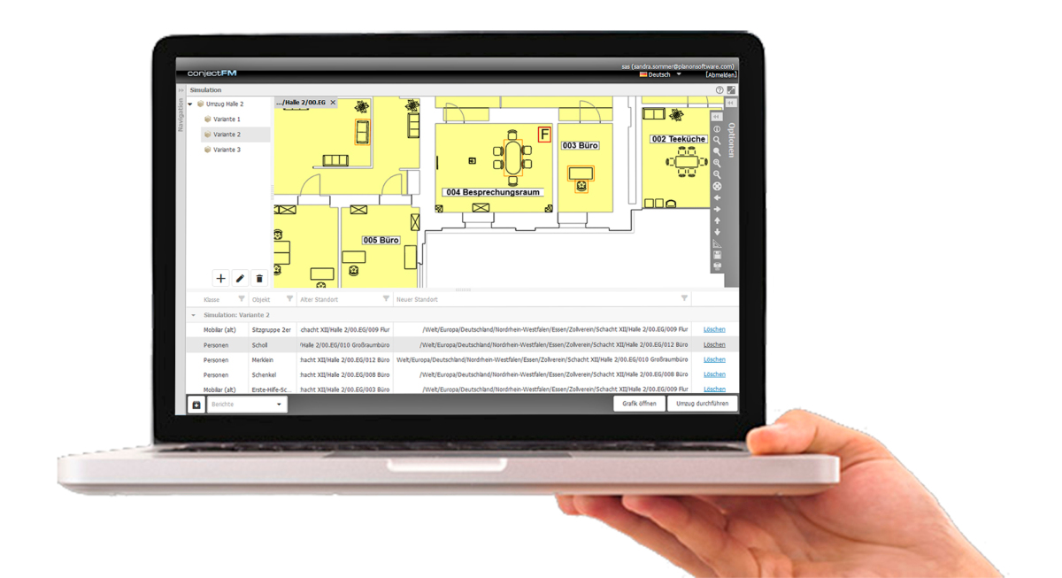 Neues Web-Modul Planon conjectFM Umzüge - Facility Management